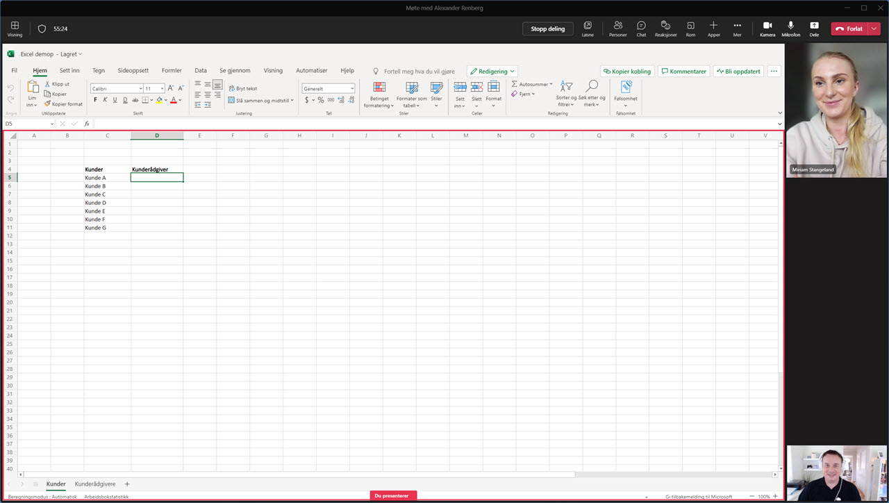 Hvordan bruke Excel Live i Teams